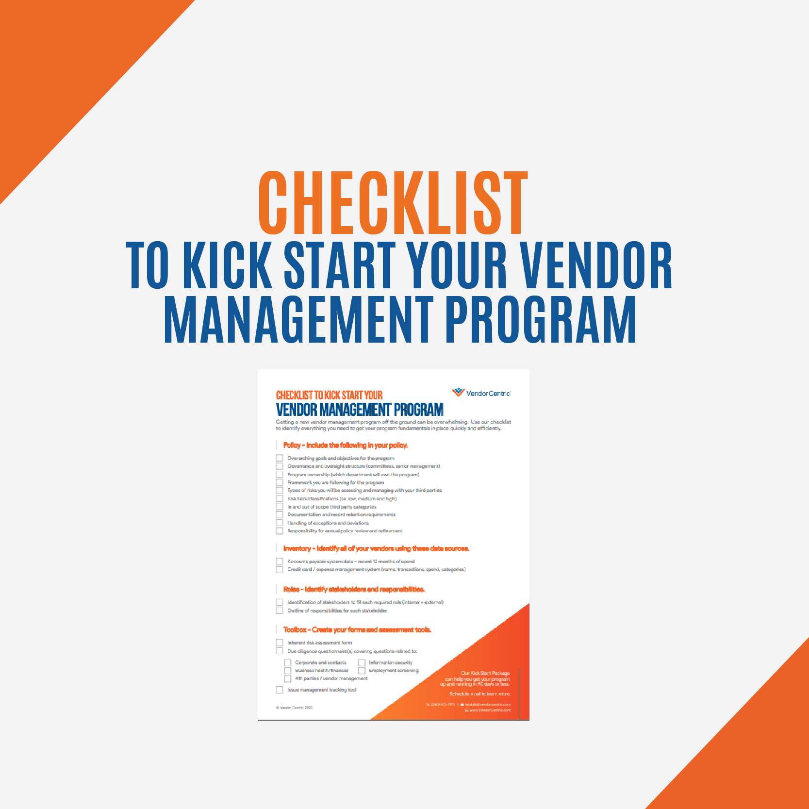 Checklist to Kick Start Your Vendor Management Program - Vendor Centric